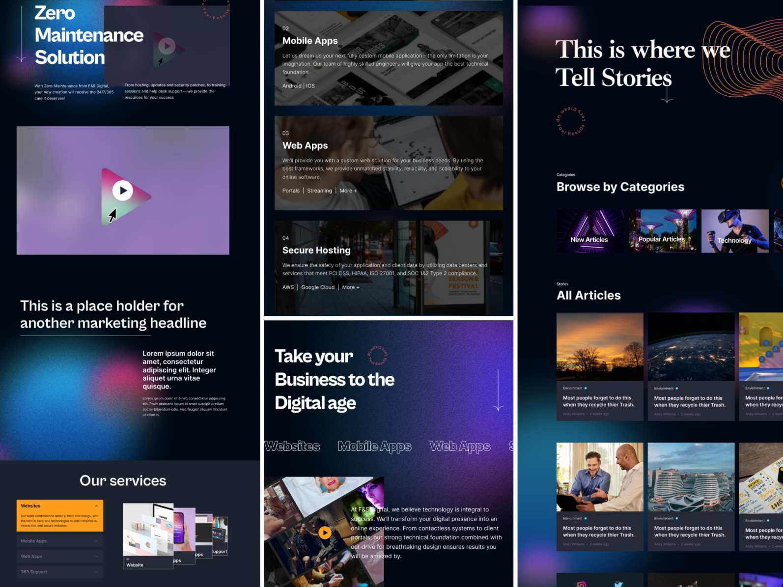 Dark mode design agency redesign by Meili Smith on Dribbble