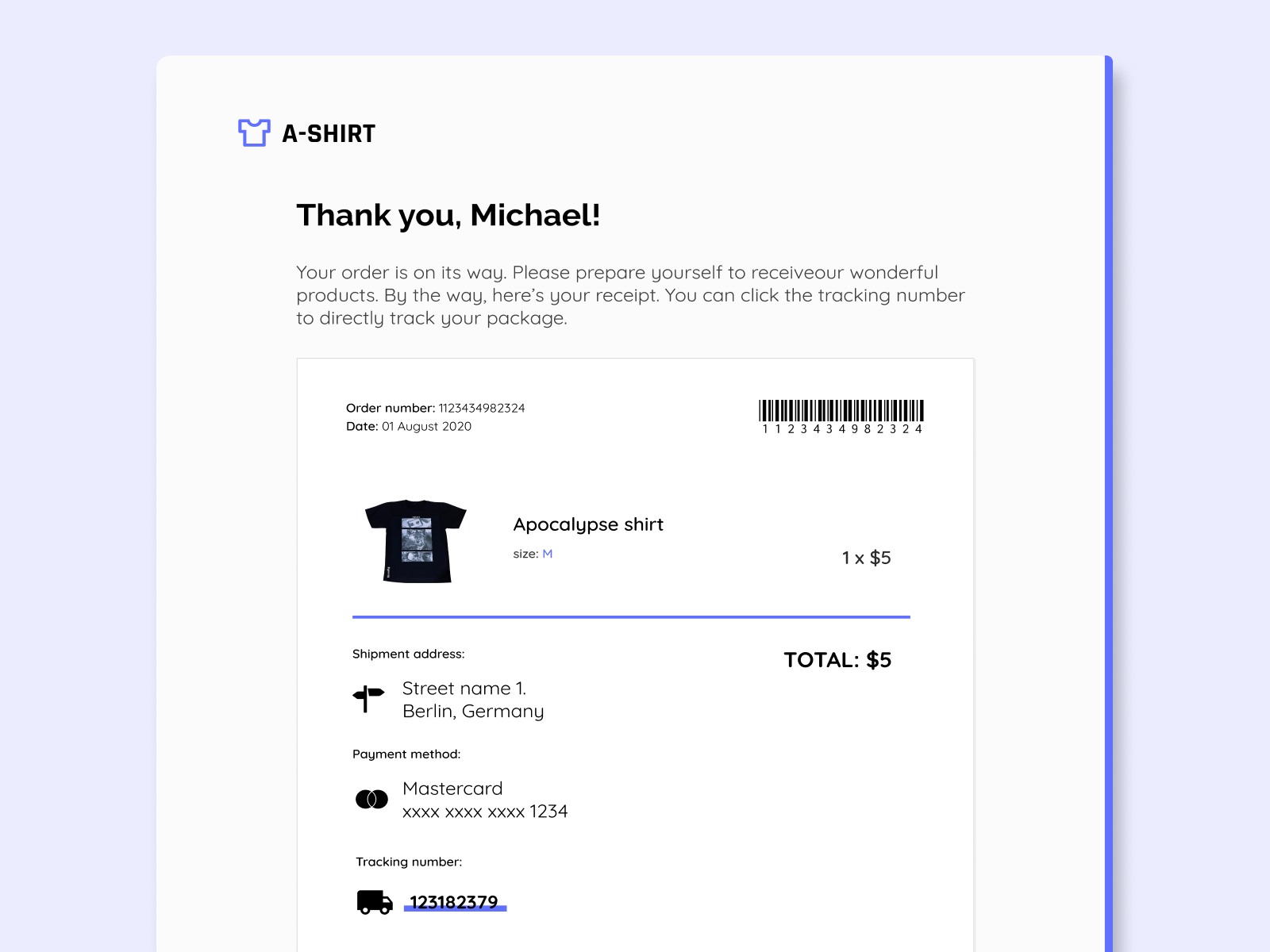 Email receipt DailyUI #017 - part 1 by Louis Andrew on Dribbble
