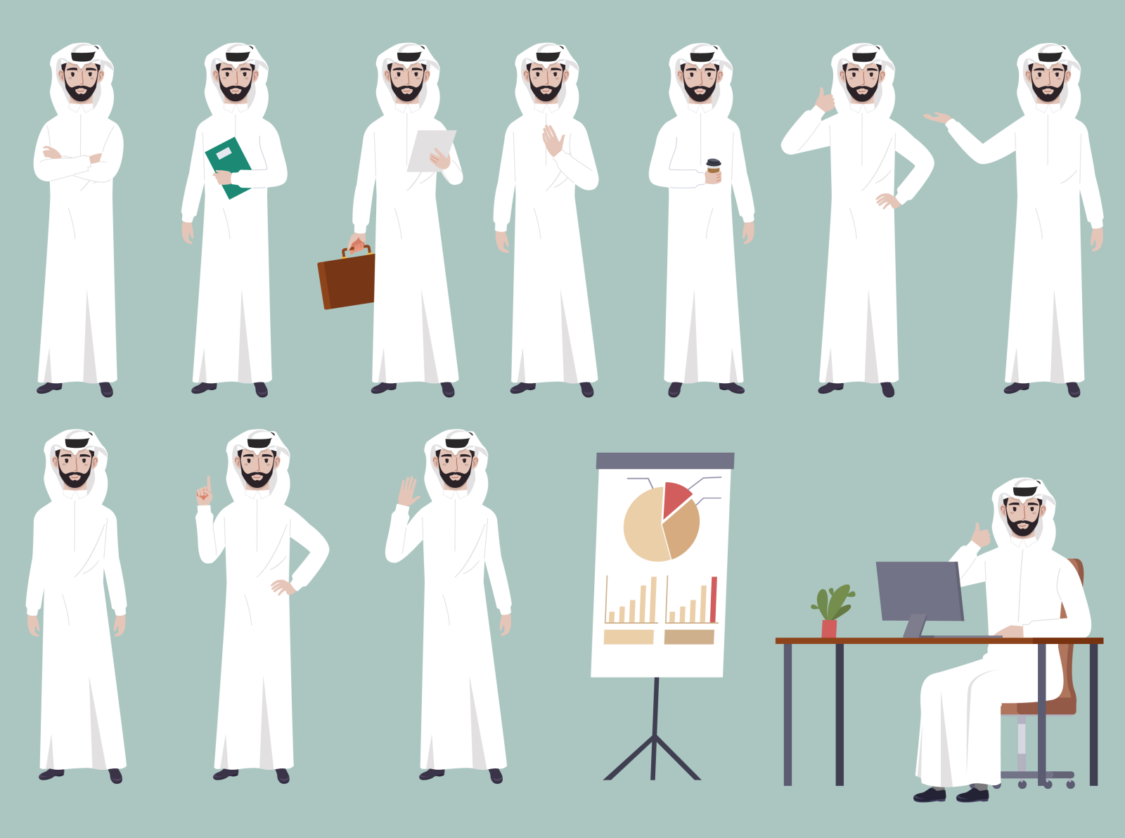 Arab Saudi man character set Premium illustration by sultan maghfuri on ...