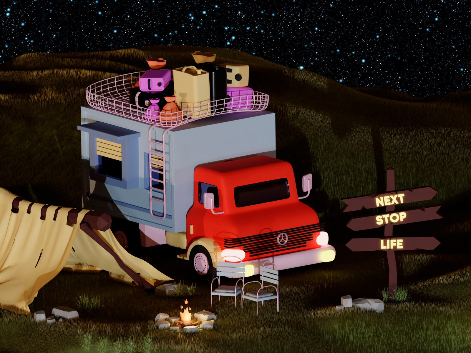 RV Trailer Home Car Travelling 3D 🏕 by Bohdana Prozorova on Dribbble