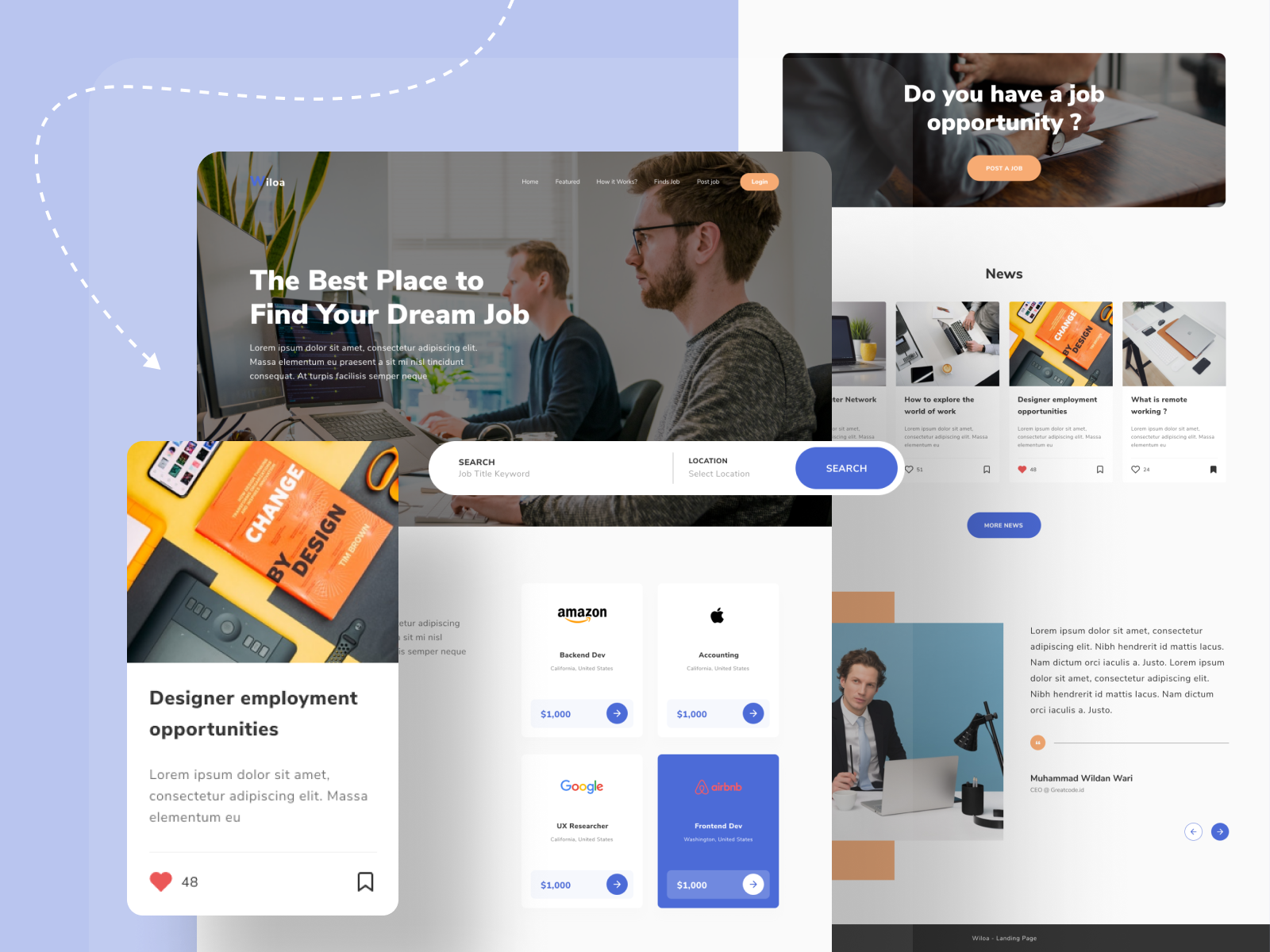 Find Job - Landing Page Design by Wiloa Studio on Dribbble