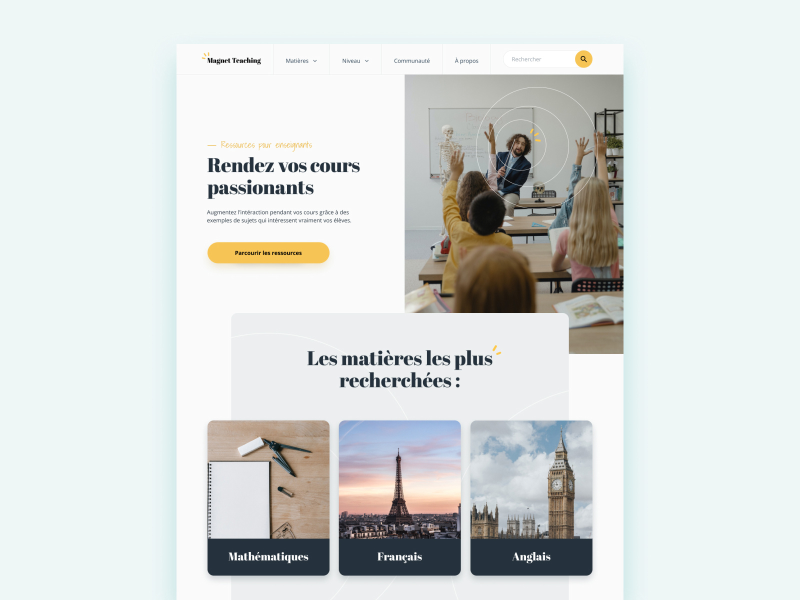 Magnet Teaching | Web Design Concept by Pierre Berthalon on Dribbble
