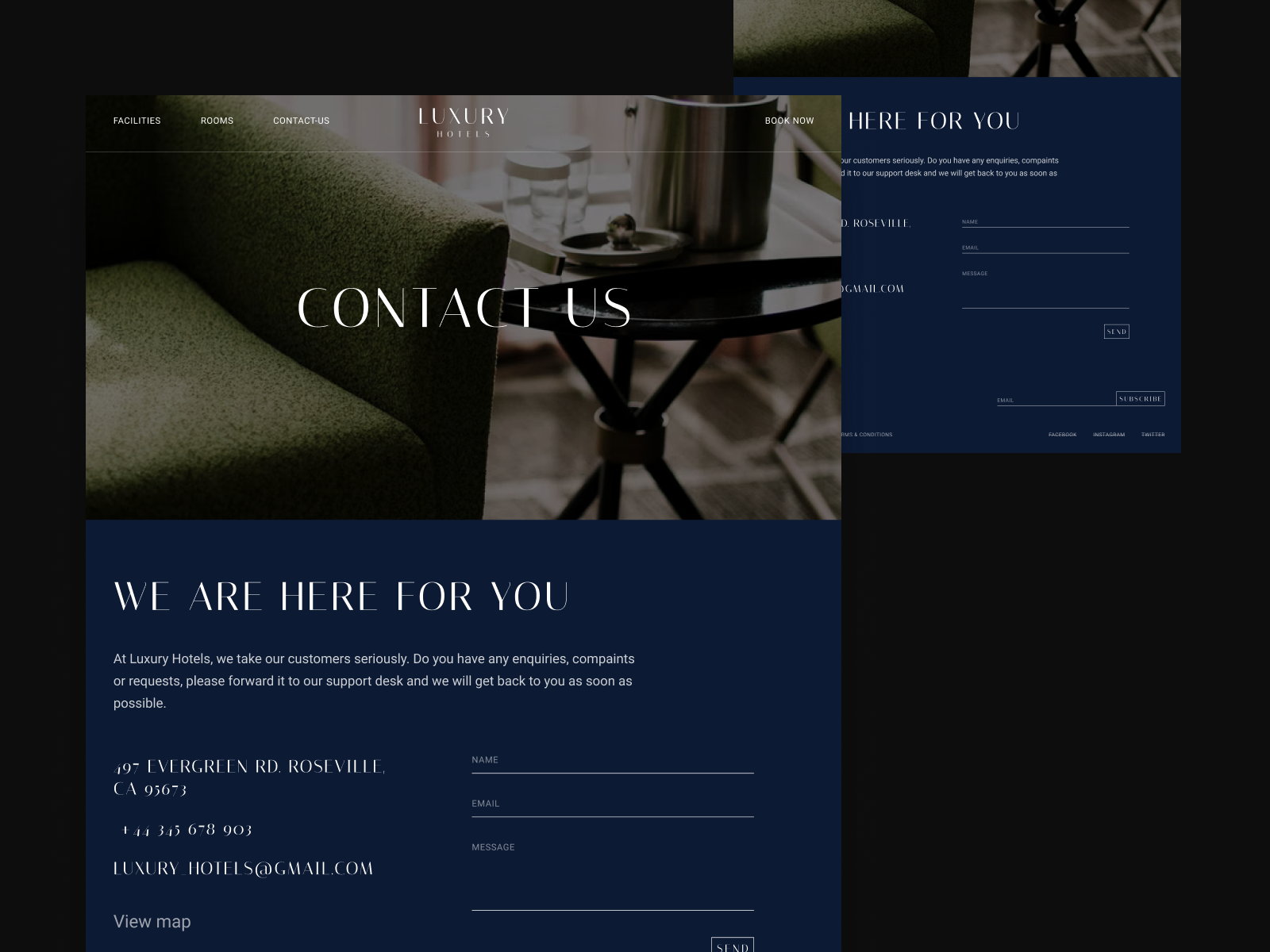 Contact us page - Luxury Hotels by Maja Momcilovic on Dribbble