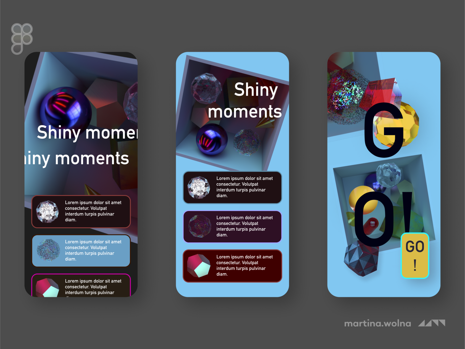 3D metalic UI shapes composition for landing page by Martina Wolna on ...