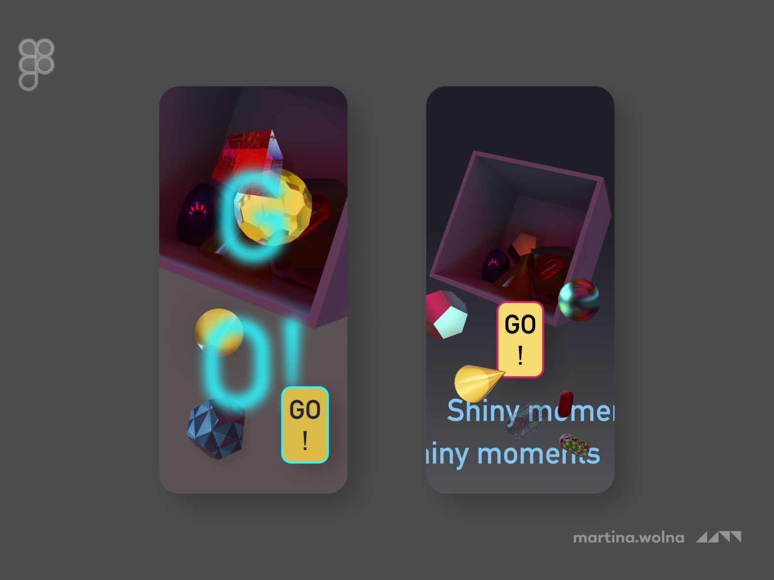 3D metalic UI shapes composition for landing page by Martina Wolna on ...