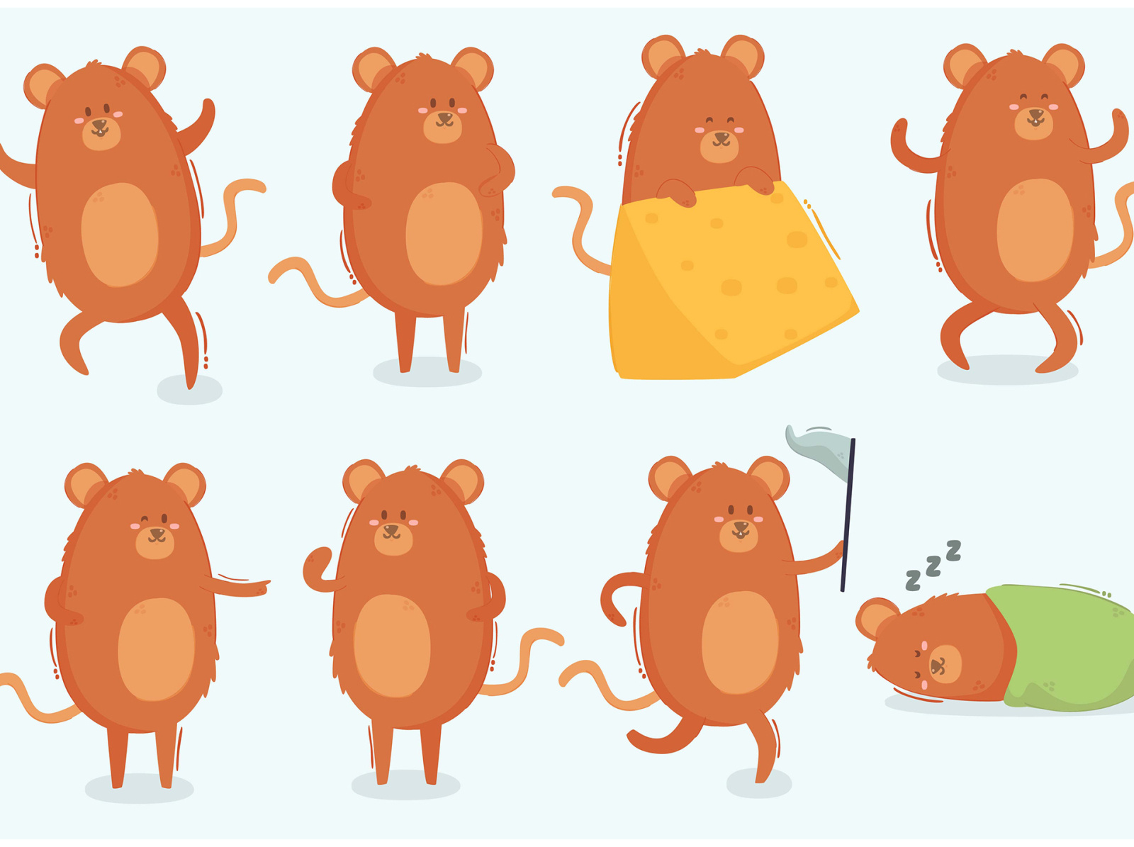 Mouse Characters Different Poses Illustration by Fenny Apriliani on ...