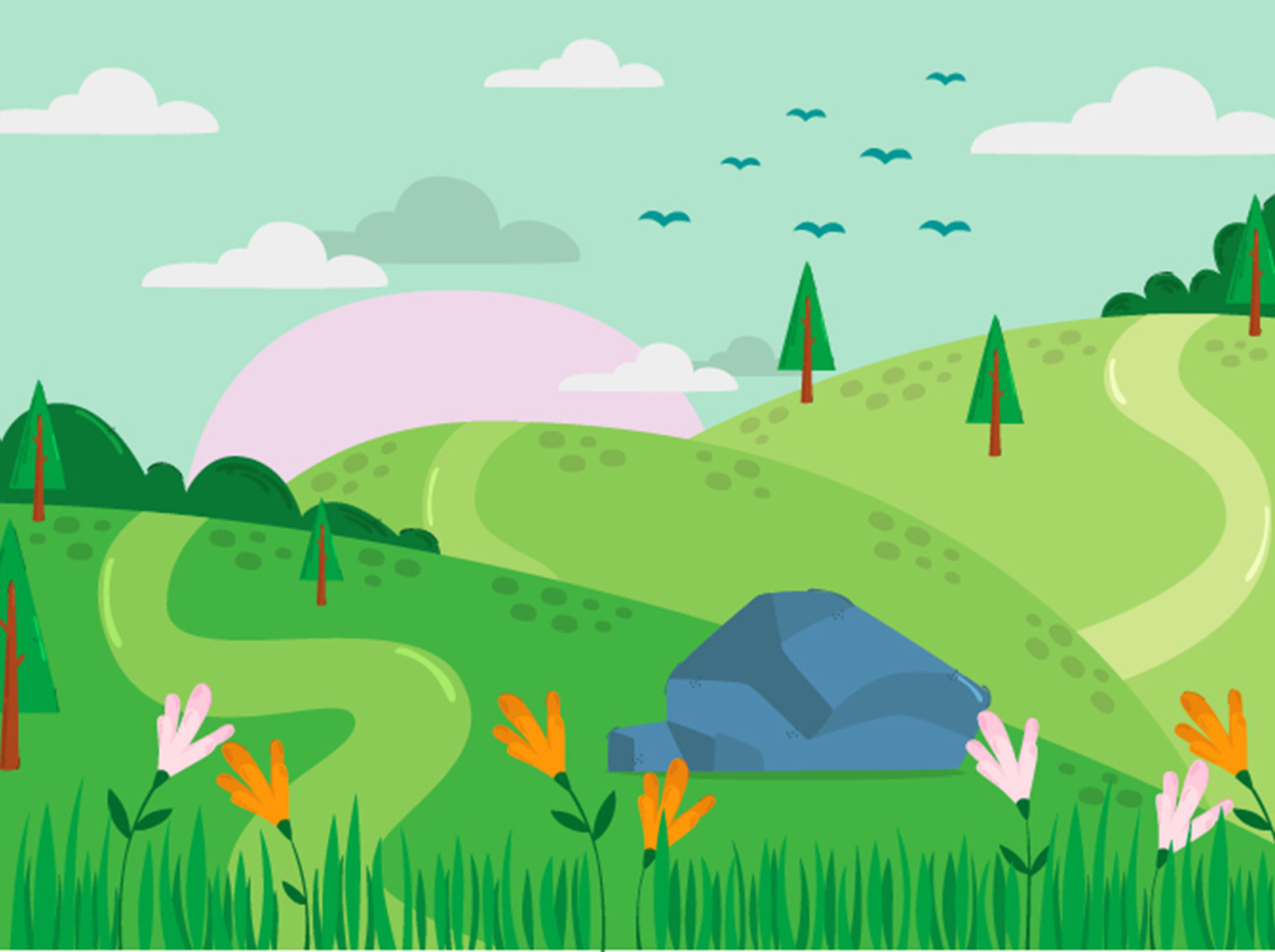 Spring Landscape Background Illustration by Fenny Apriliani on Dribbble