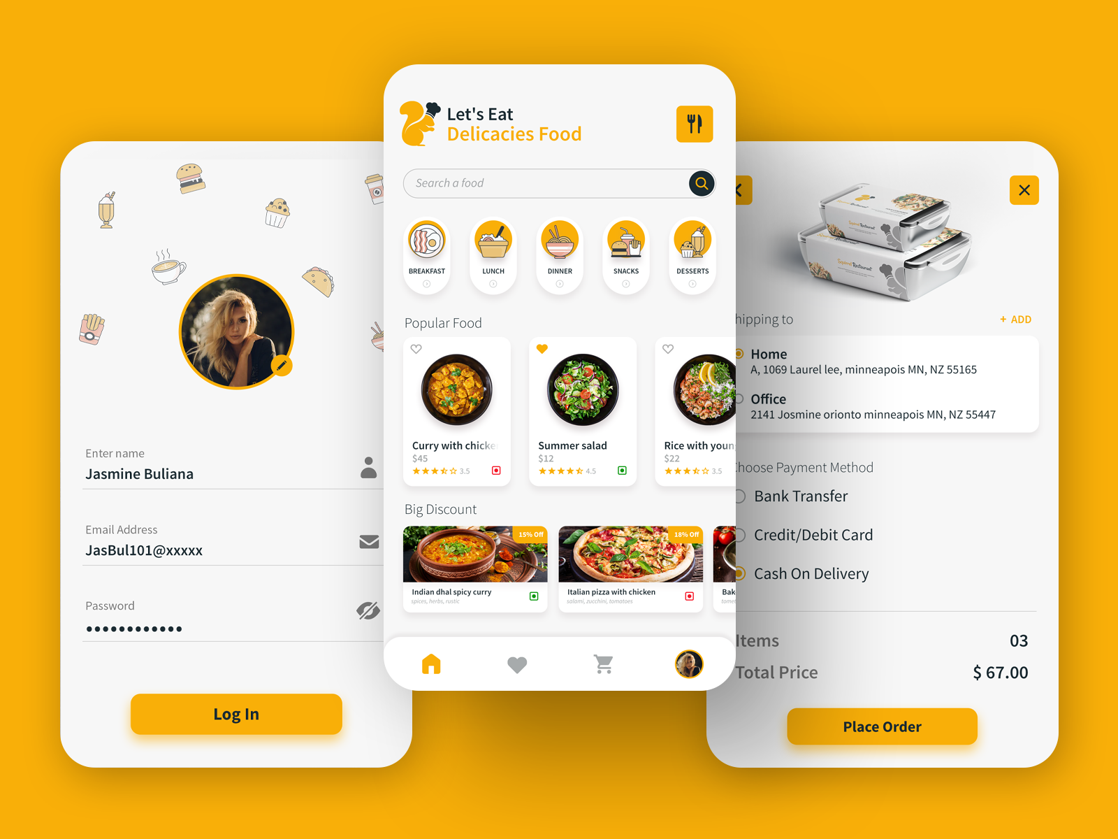 RESTAURANT OR ONLINE FOOD DELIVERY APP UI DESIGN by Black Leaf Design ...