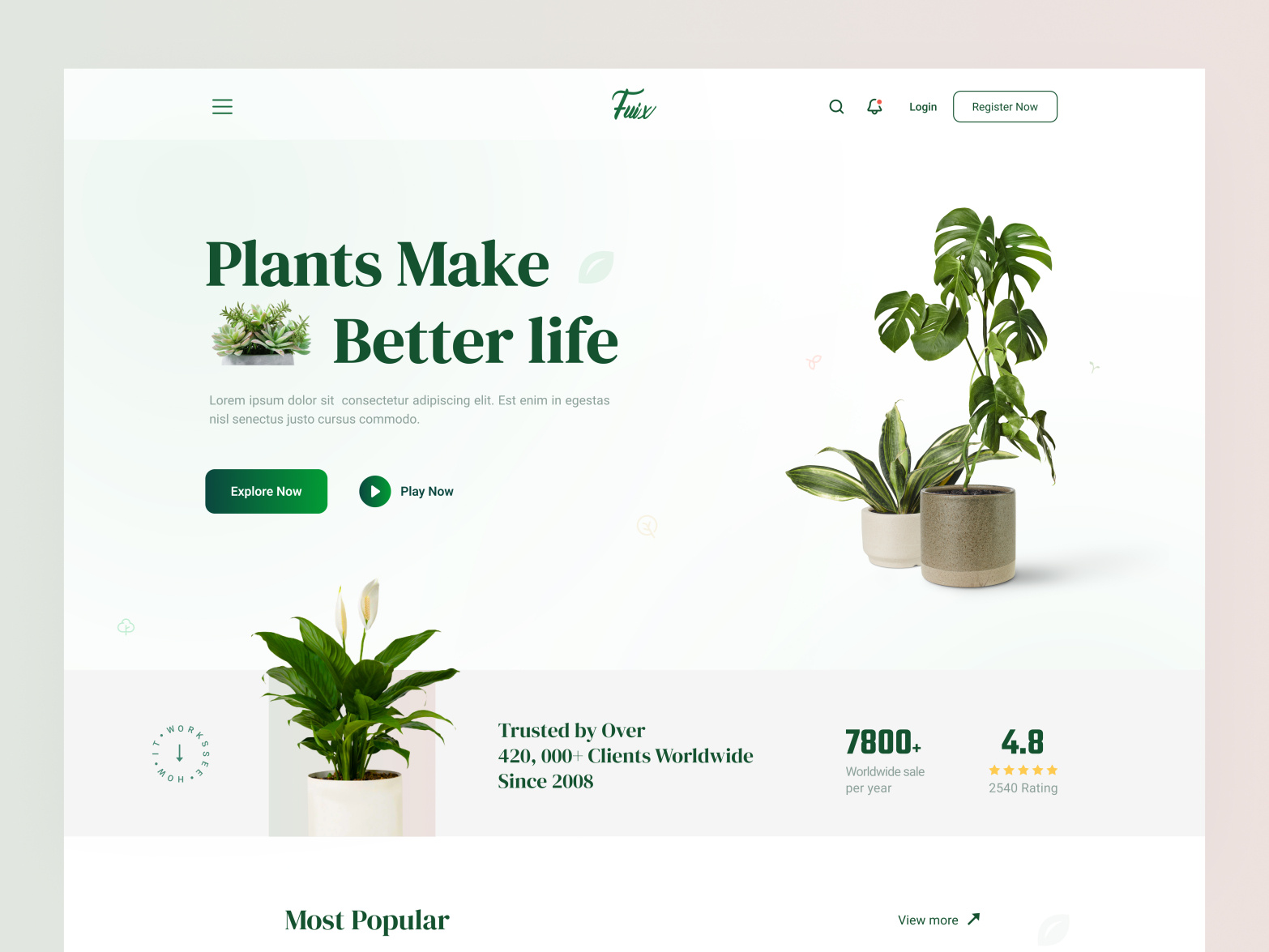 FUIX I Interior Plant Shop Website Landing Page by Md Omar Faruq on ...