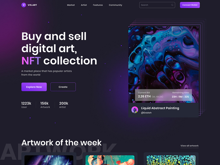 Vis.Art - NFT Marketplace Landing Page by Bagas Prayogo for Morva Labs on Dribbble