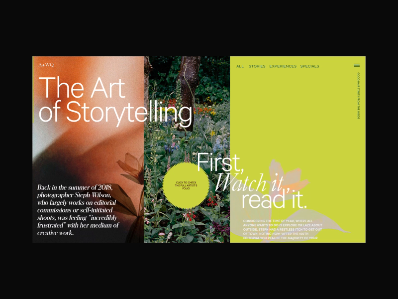 A+WQ Story Inner Page Horizontal Scroll Animation by Zhenya Rynzhuk for ...