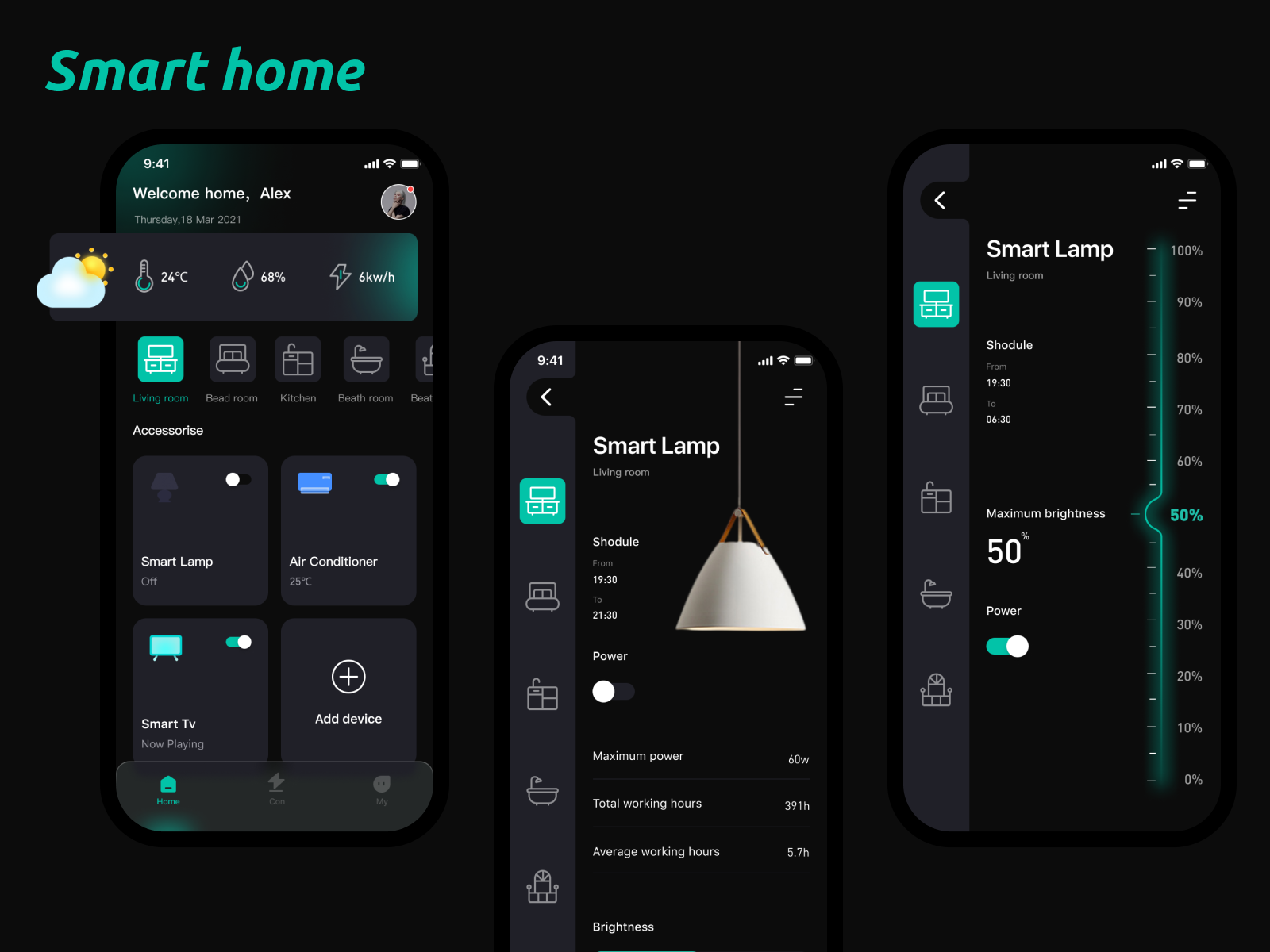 Smart home-Dark mode design by 是暖暖哟 on Dribbble