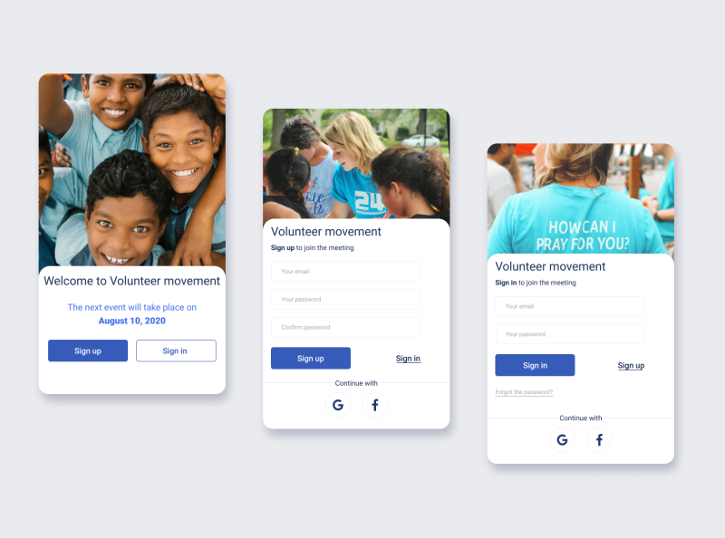 Sign up page for a volunteer event by Valentyna on Dribbble