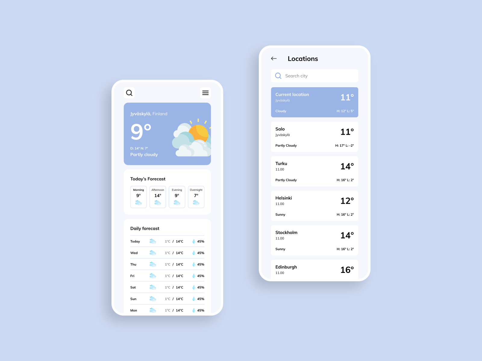 Weather App by Noora Ojanen on Dribbble