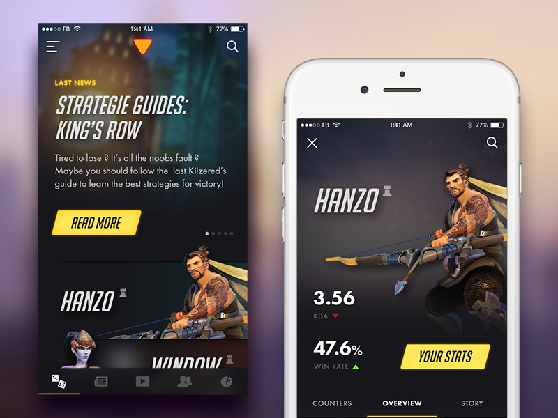 Overwatch iPhone App. by Valentin Prost on Dribbble