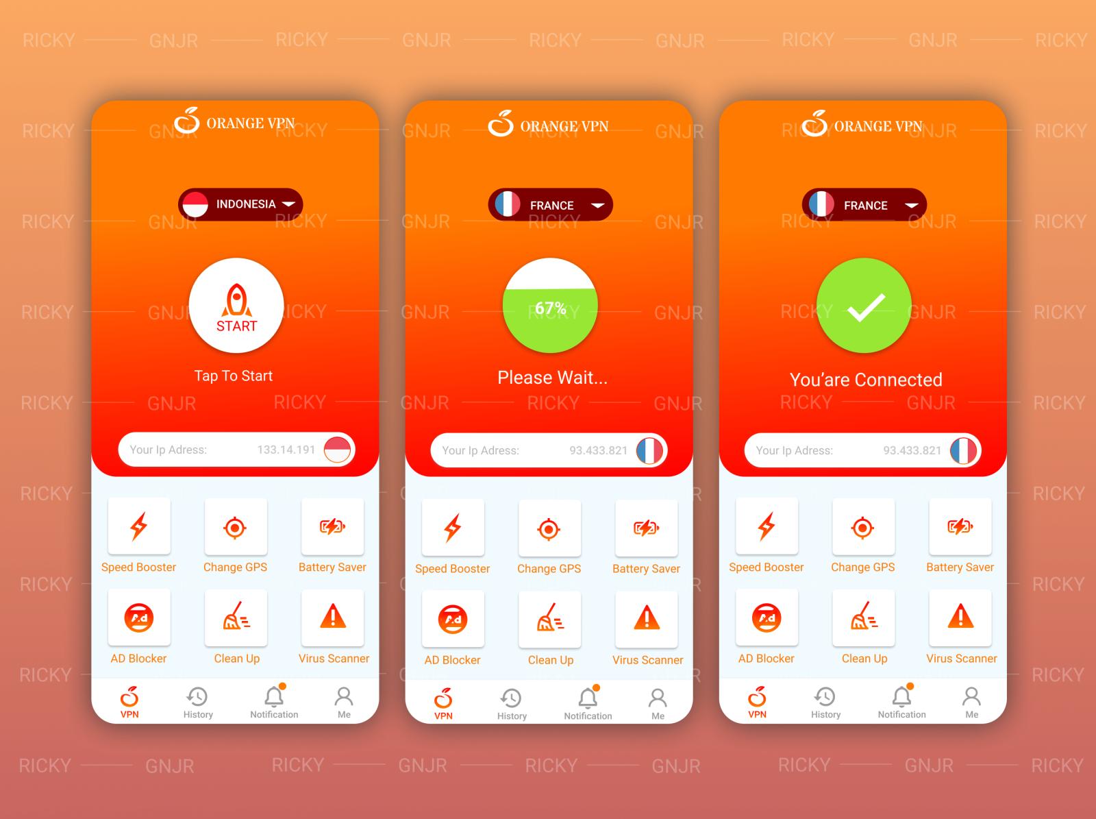 VPN APP UI by Rki Ginanjar on Dribbble