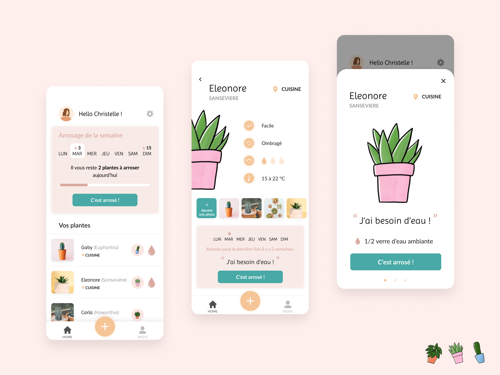 Water plants app by Mélissa Greu on Dribbble