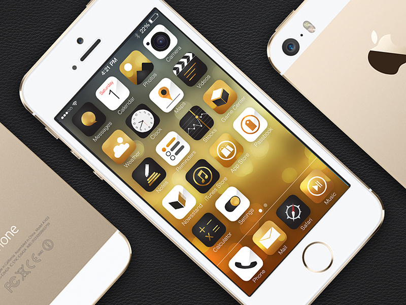 Concept Iphone Gold UI + Free icon by Tintins on Dribbble