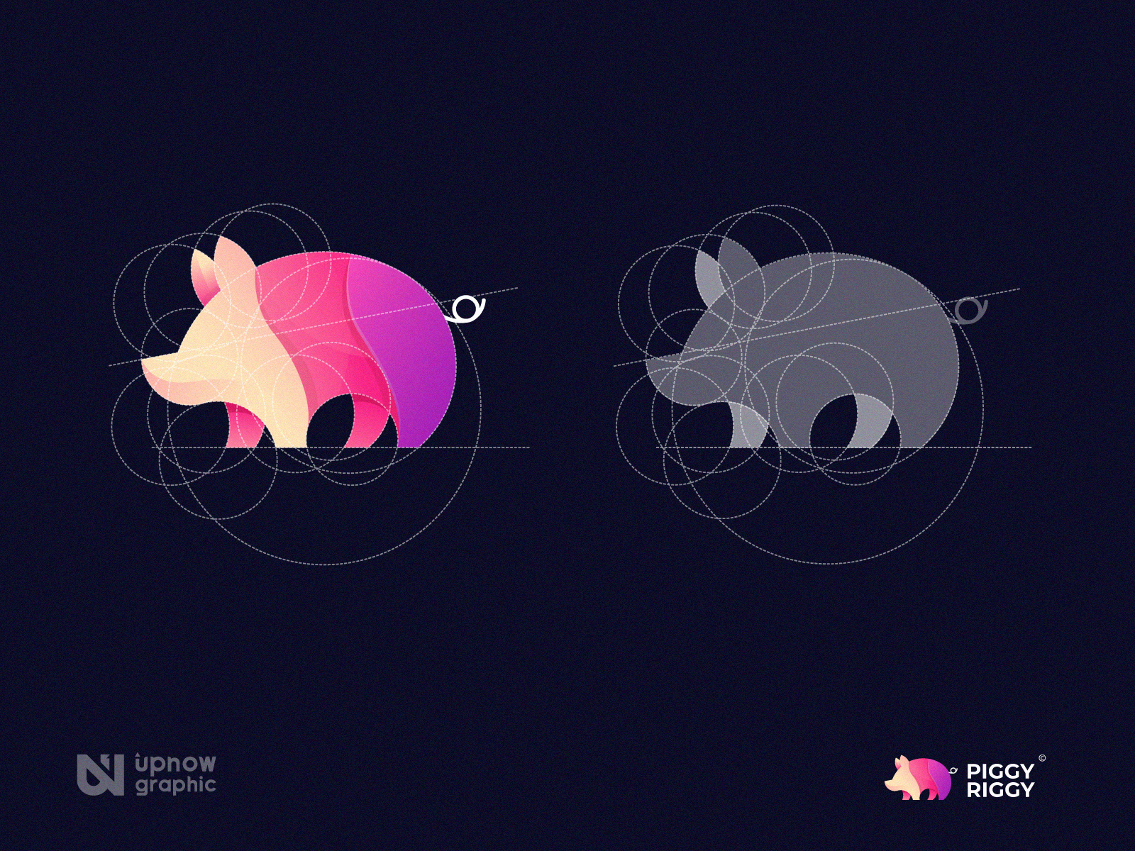 Piggy Riggy Logo "Golden Ratio" by Upnow Graphic on Dribbble