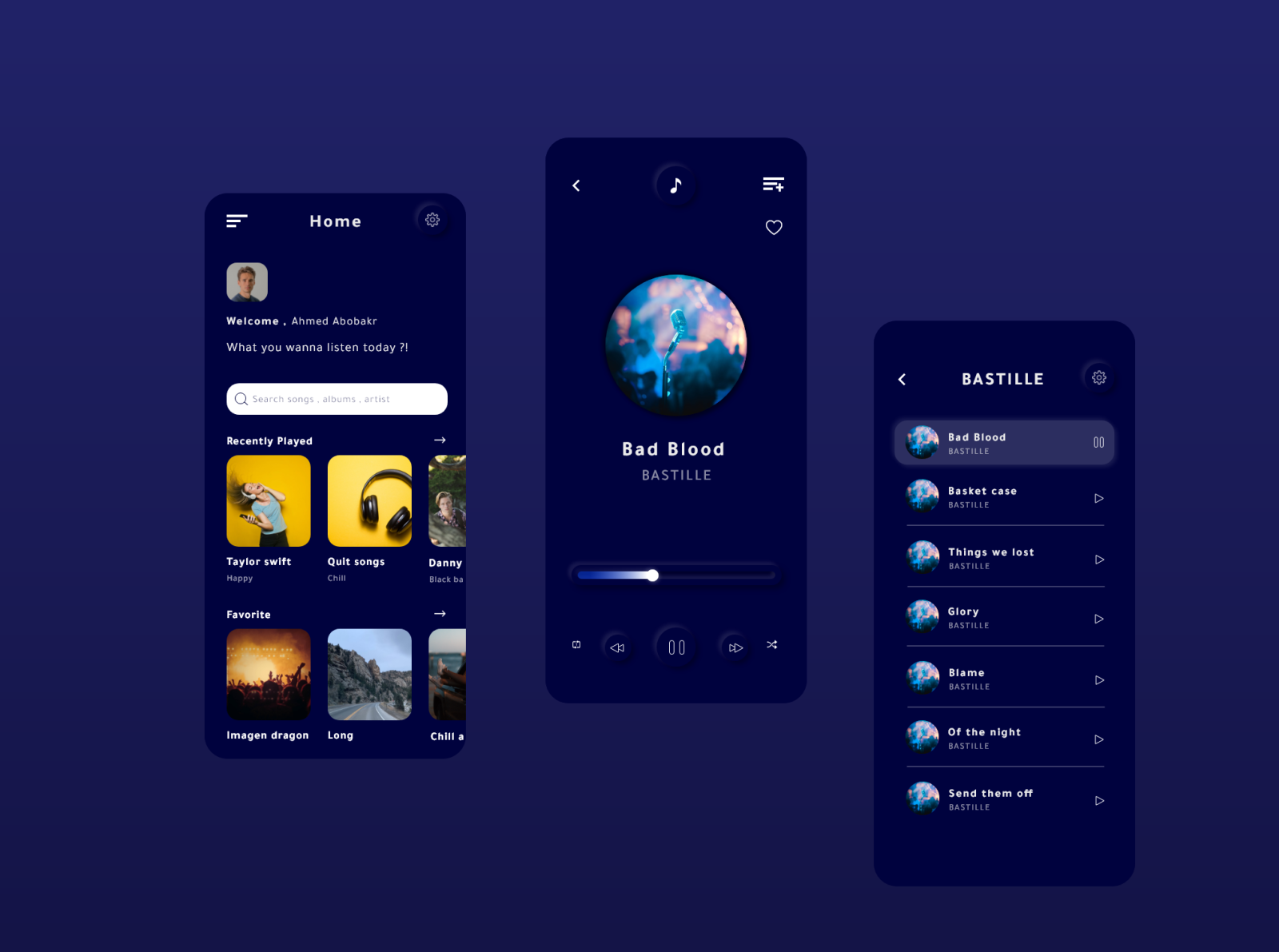 Songs app ui by Ahmed Abobakr on Dribbble