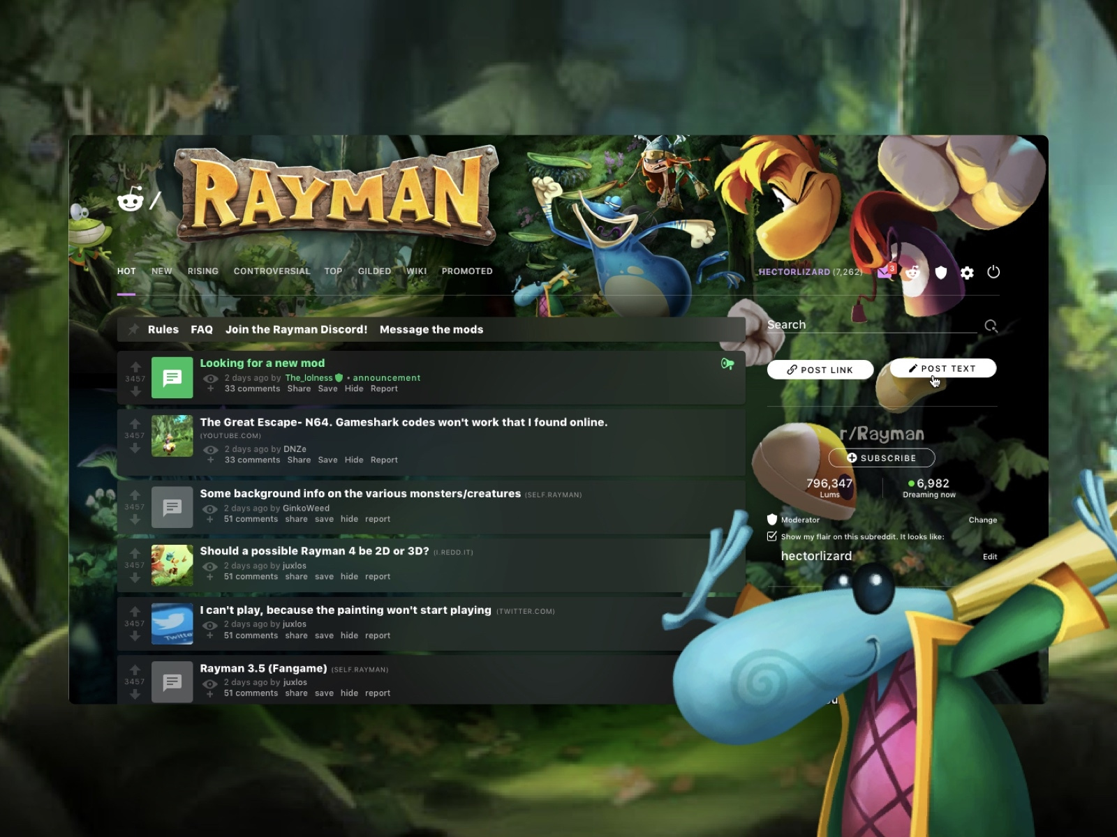 Rayman on Reddit by Hectorlizard on Dribbble