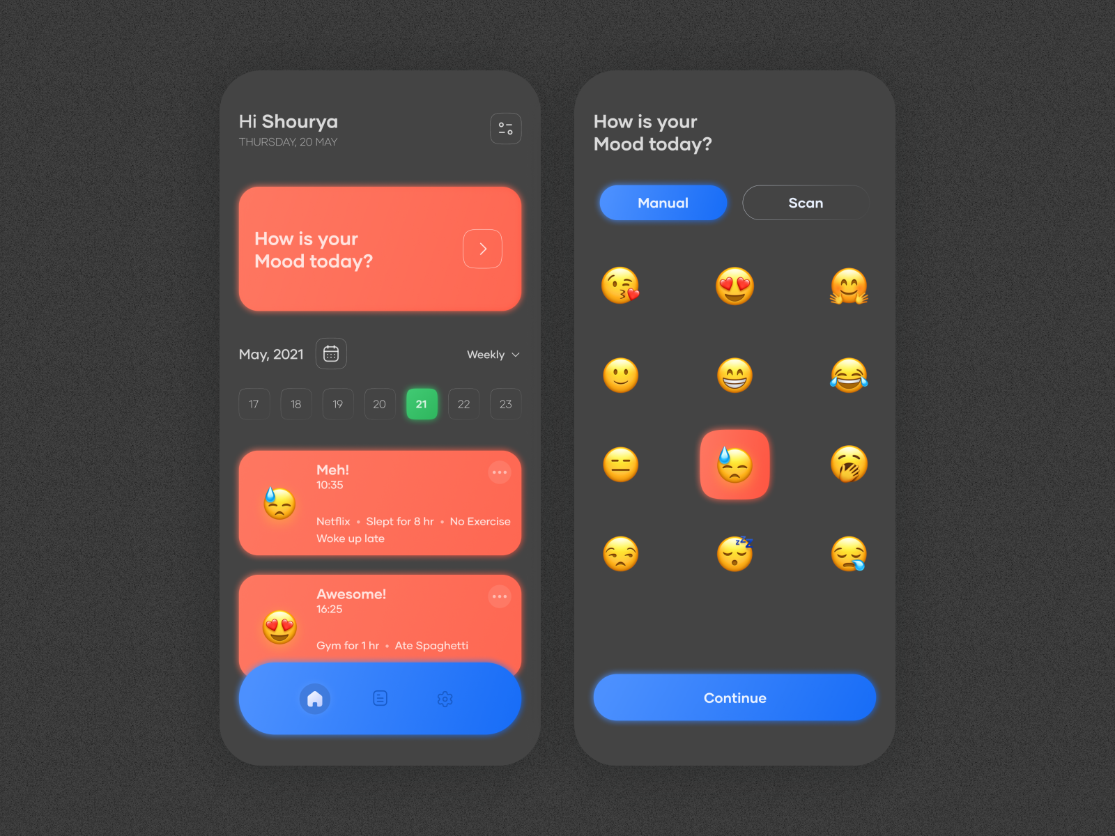 Mood Tracker App UI by Shourya Dubey on Dribbble