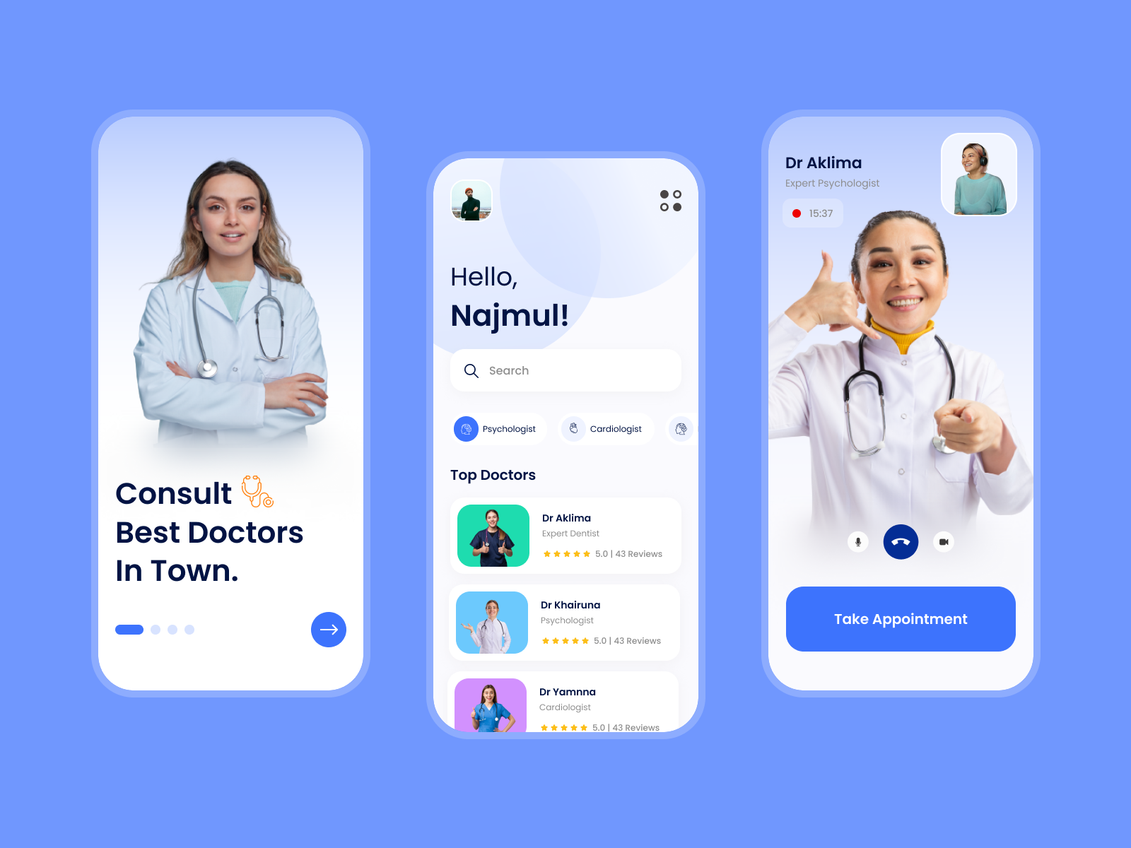 Doctor consult mobile app by Aysha Akter on Dribbble