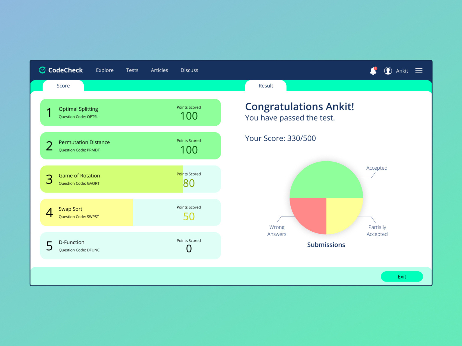 CodeCheck - Results Page by Ankitanshu Swaroop on Dribbble