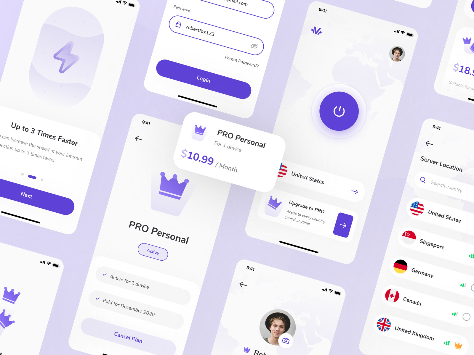Viyasa - VPN App UI Kit by Qrelab on Dribbble