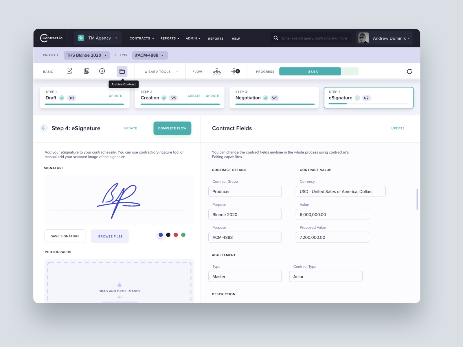 Contractio: Signing Contract Screen for Contract Management SaaS by ...