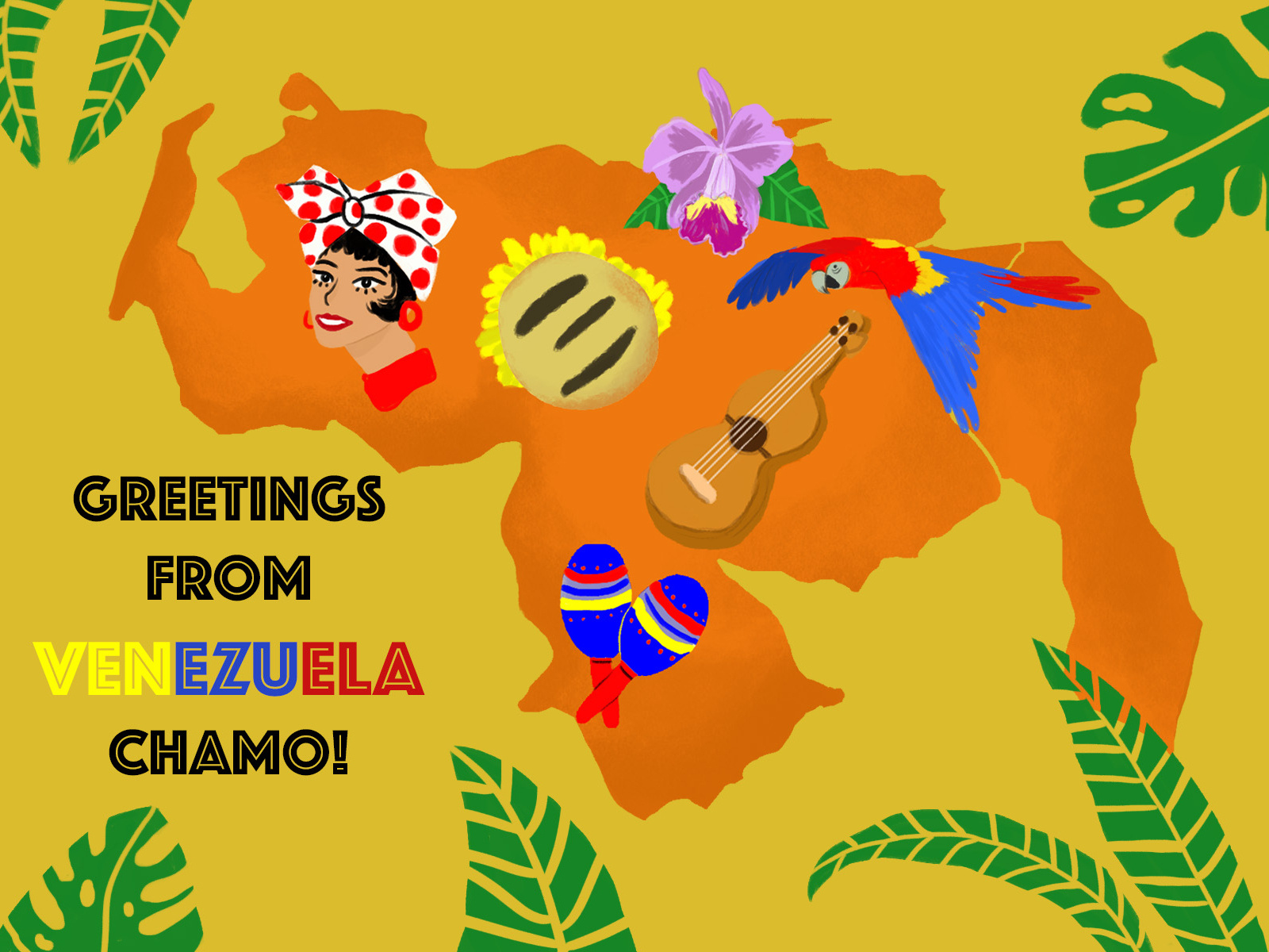 VENEZUELA Postcard - #dribbbleweeklywarmup by Sofia Picciuto on Dribbble