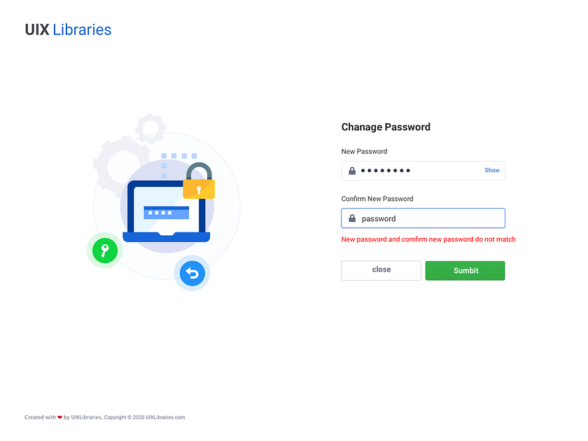 Change Password Page Freebie by uixlibrary on Dribbble