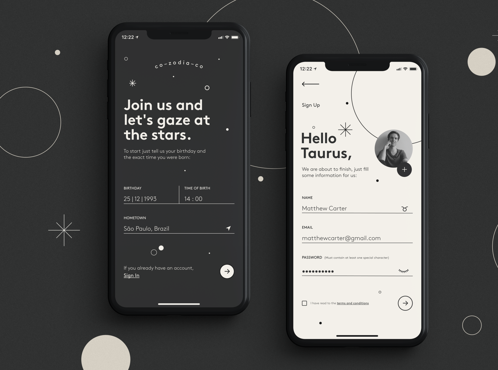 co–zodia–co astrology app by Matheus Nepomuceno on Dribbble