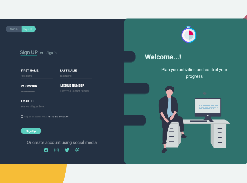Sign up Page by Sundaramohan on Dribbble