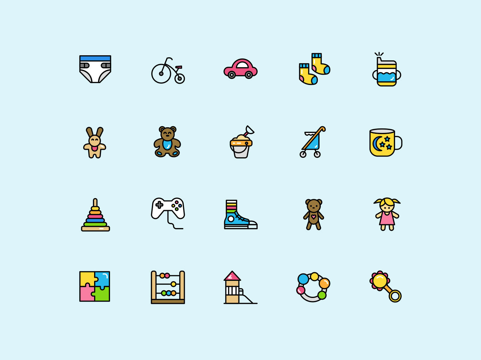 Freebie: Childhood Flat Icons Set by Pixelbuddha on Dribbble