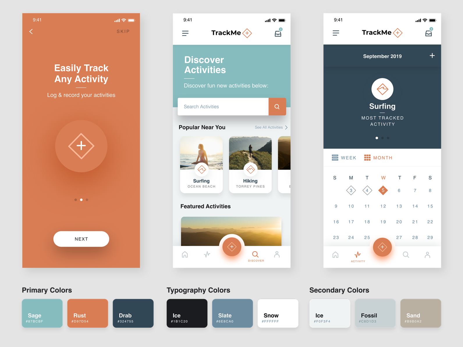 TrackMe App Interface by Jerome Chapuis on Dribbble