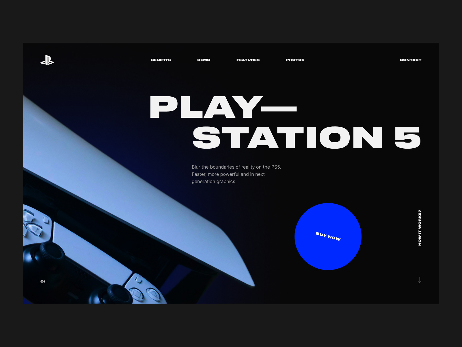 Playstation 5 landing page by Mikhail Kovtun on Dribbble