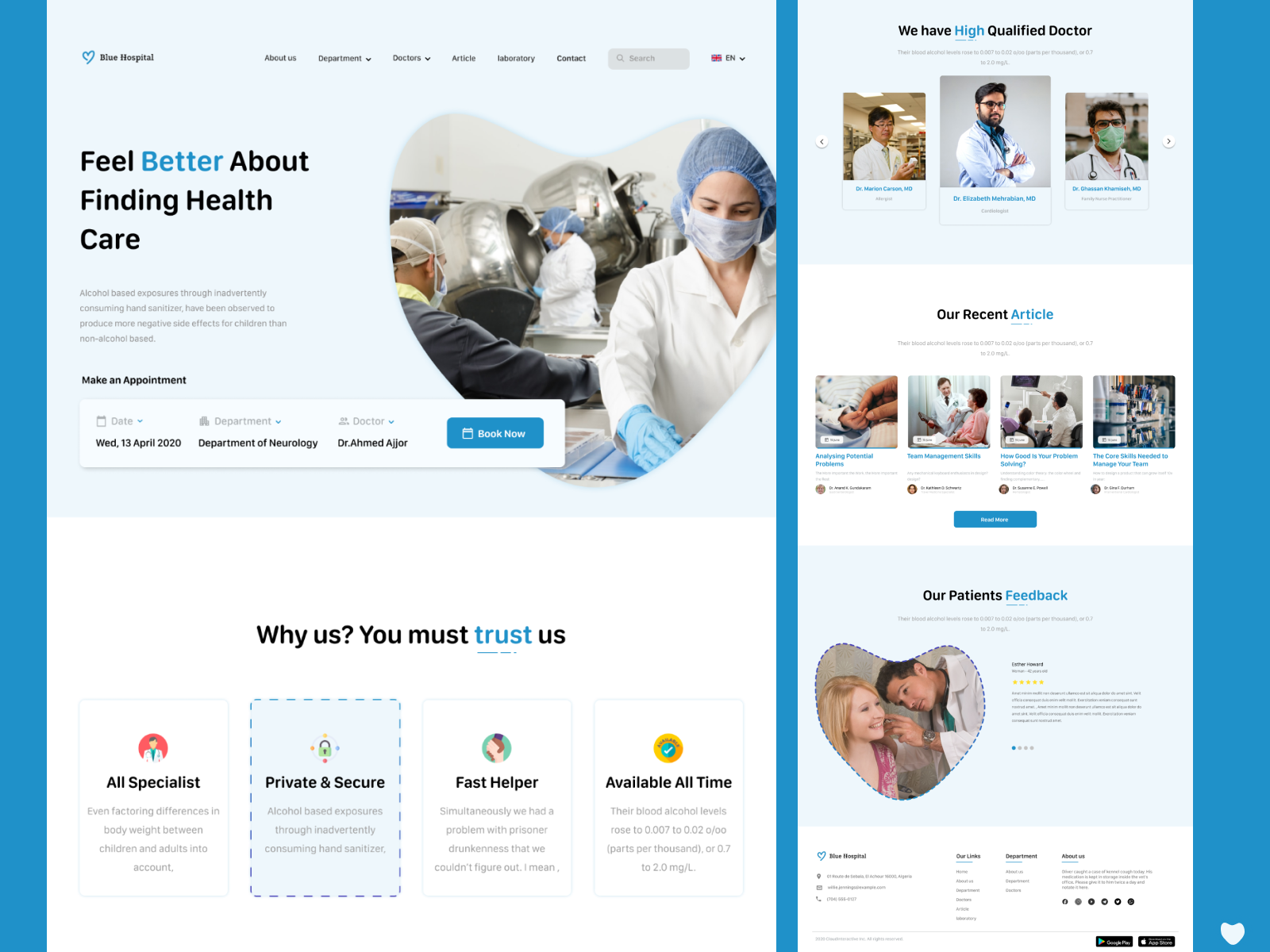 Blue Hospital Home Page Website Design by Amany Alshalatoni on Dribbble
