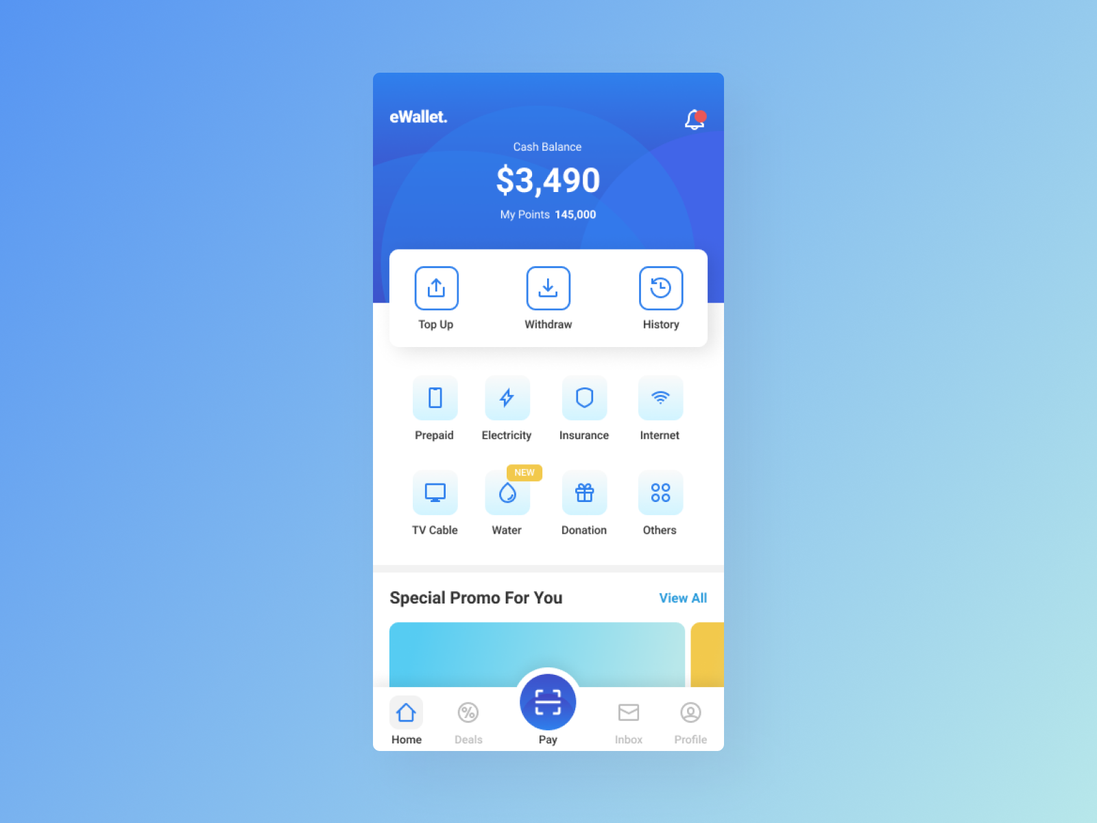 eWallet App Homescreen by Tonthowi Al Ahyar on Dribbble