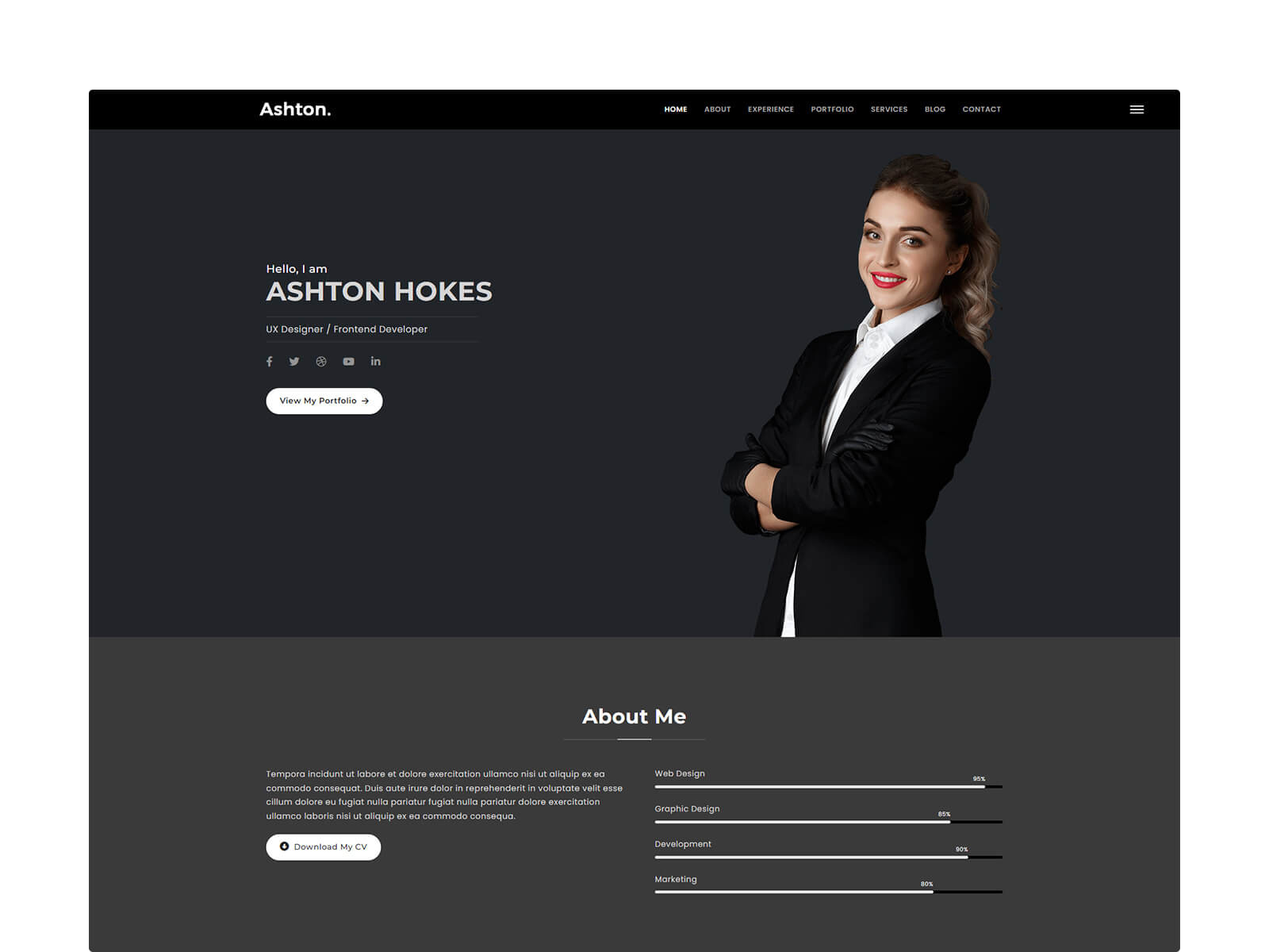 Ashton - One Page Portfolio HTML Template by Chitrakoot Web on Dribbble