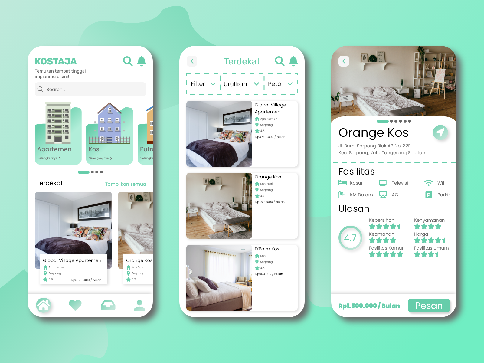 Boarding House Finder App UI/UX Design by Chintia Devi on Dribbble