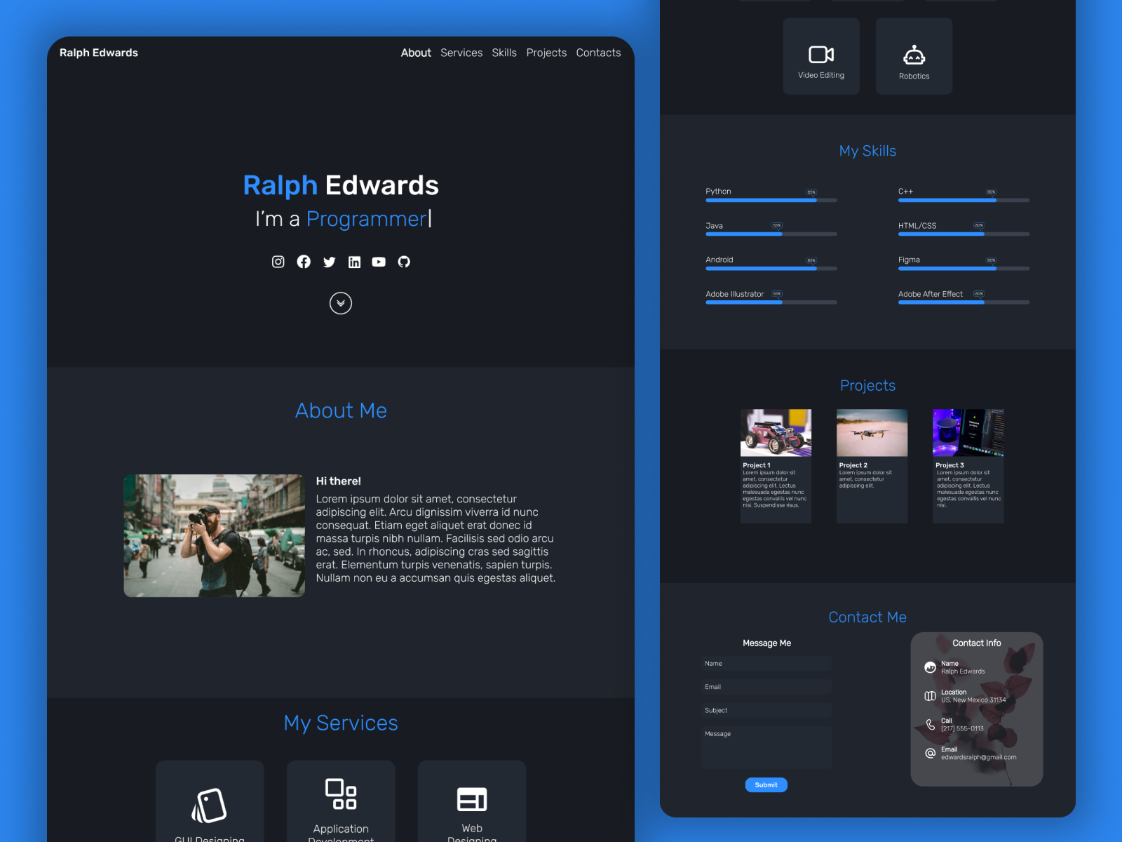 Personal Portfolio Website Design | Dark by Kritik Bangera on Dribbble