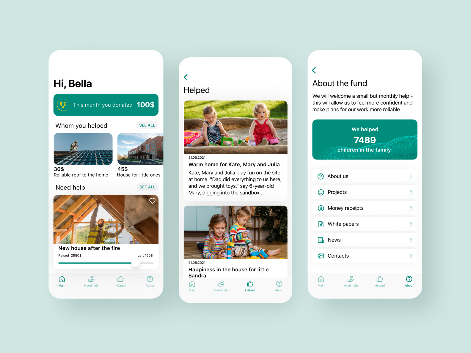Charity Foundation Mobile App by Aleksandra Krotova on Dribbble