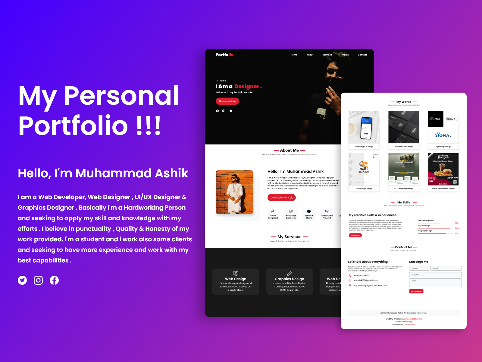 Portfolio Website Design by Sm Ashik on Dribbble