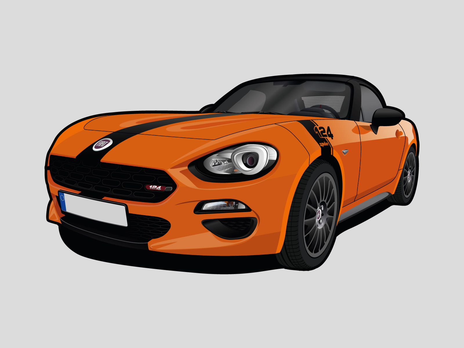 Fiat 124 Spider Illustration by Forged Rides on Dribbble