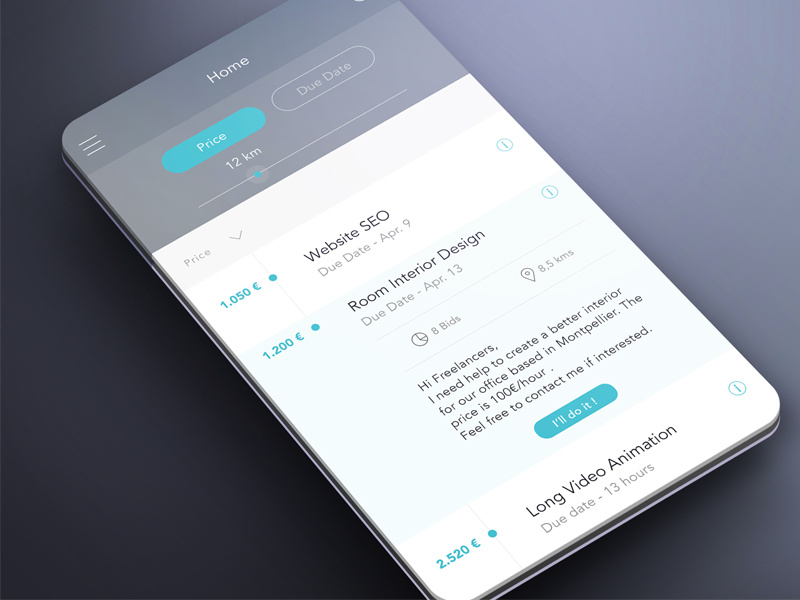 Minimal Freelance App by Souhail on Dribbble