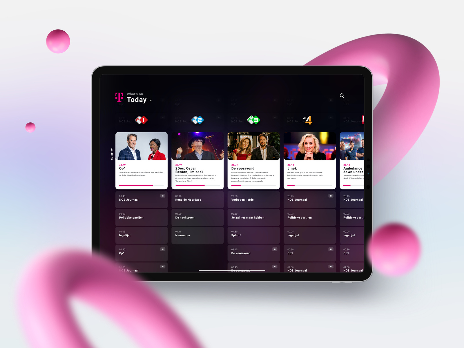 T-Mobile (EPG) TV Guide on ipad pro by Remco Bakker on Dribbble