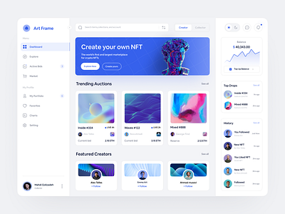 NFT Dashboard - Light mode by Mahdi Gholizadeh for Bolddreams on Dribbble