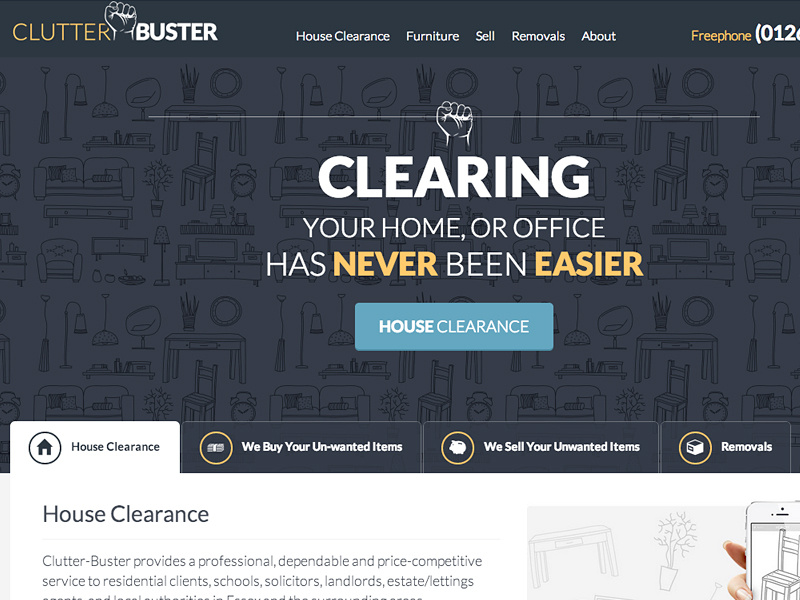 Clutter Buster - Homepage by Adam Bird on Dribbble