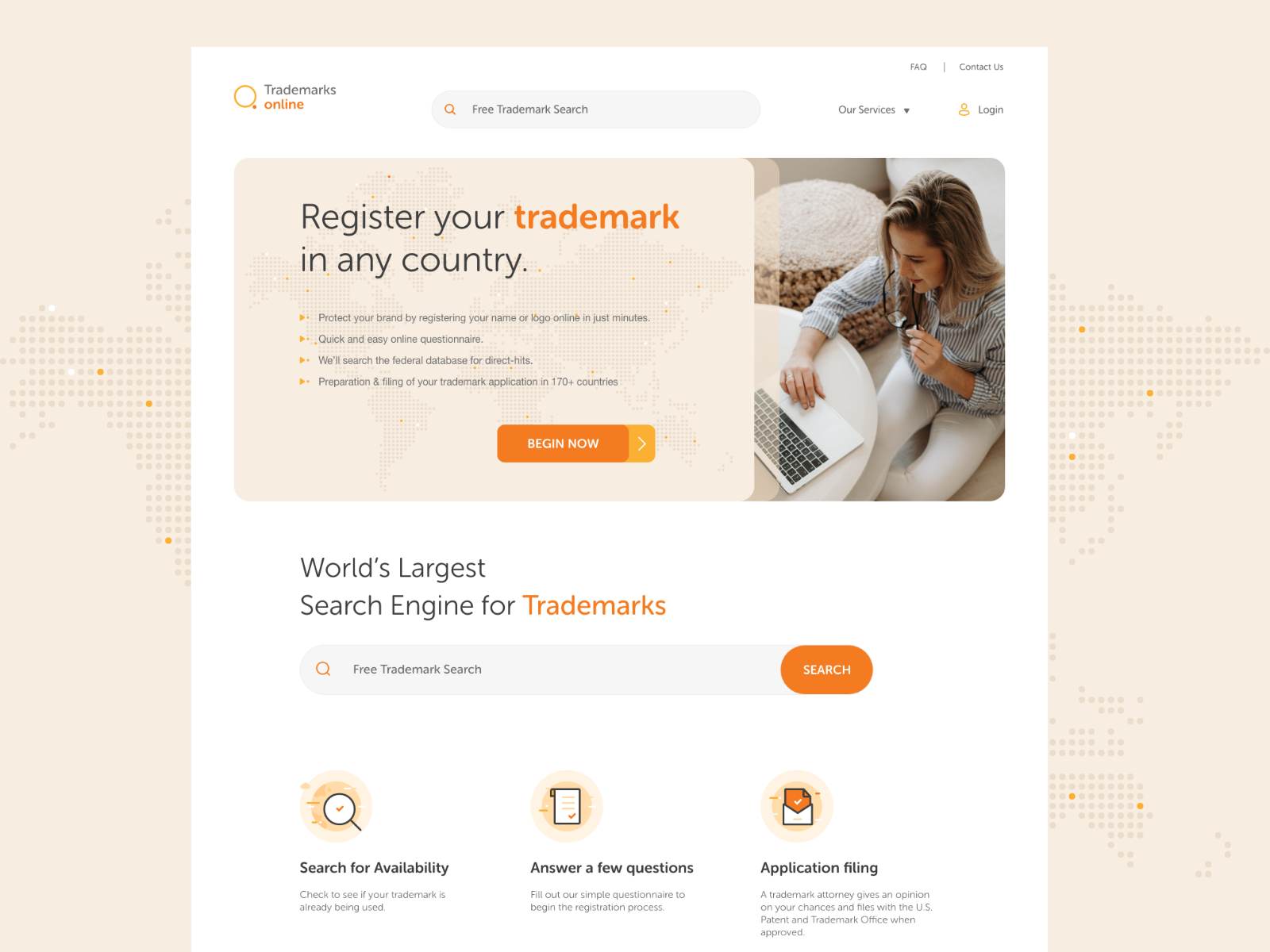 Website Design : Trademarks online by Jolly on Dribbble